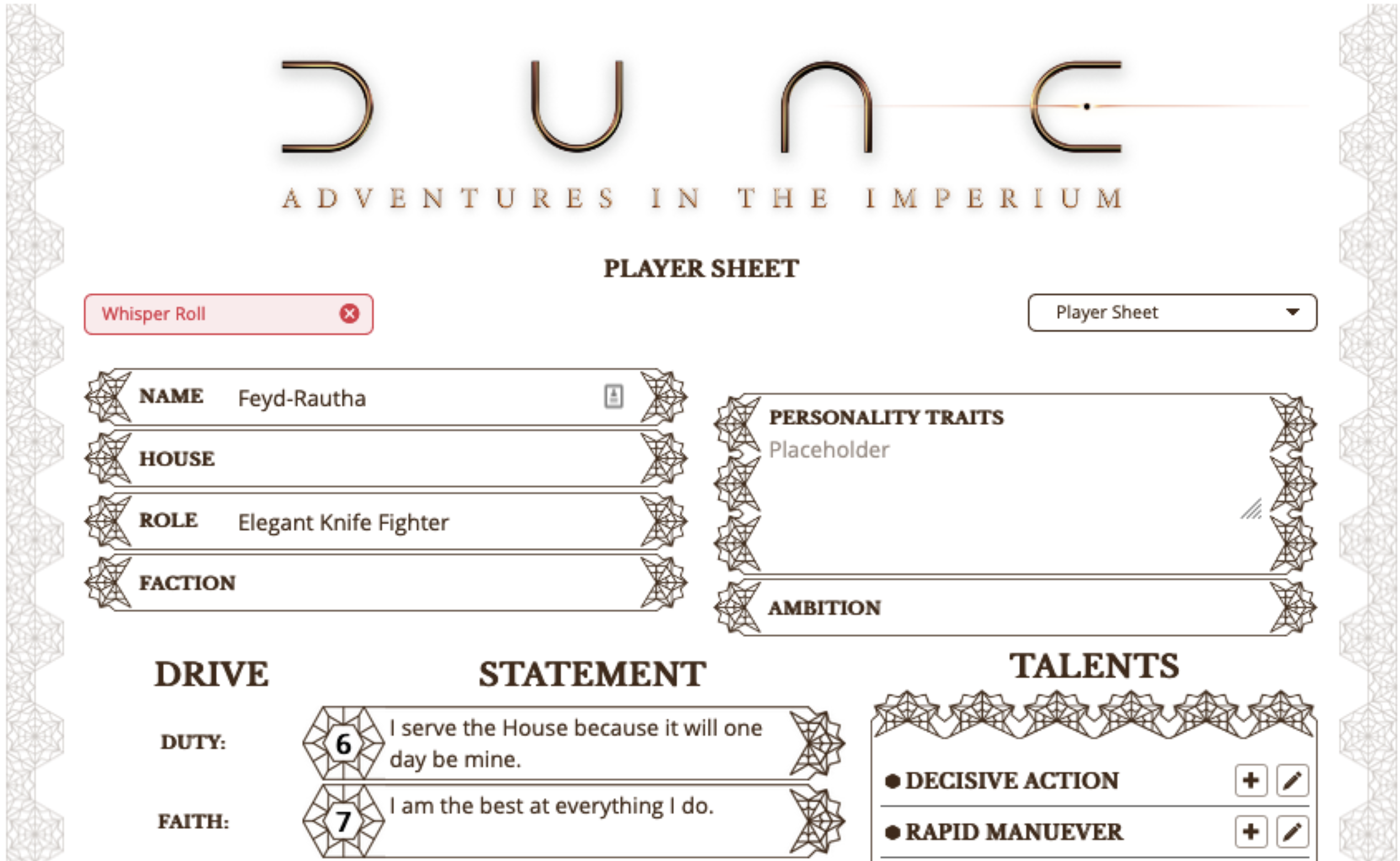 Play Dune RPG Online for Free | Roll20